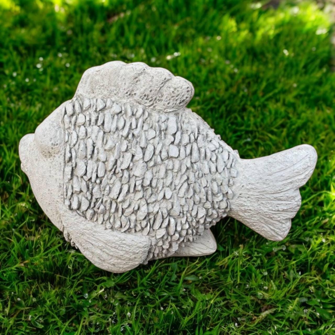 Fish Statue, Stone Fish, Ocean Animal, Blowfish Sculpture, Water Animal ...