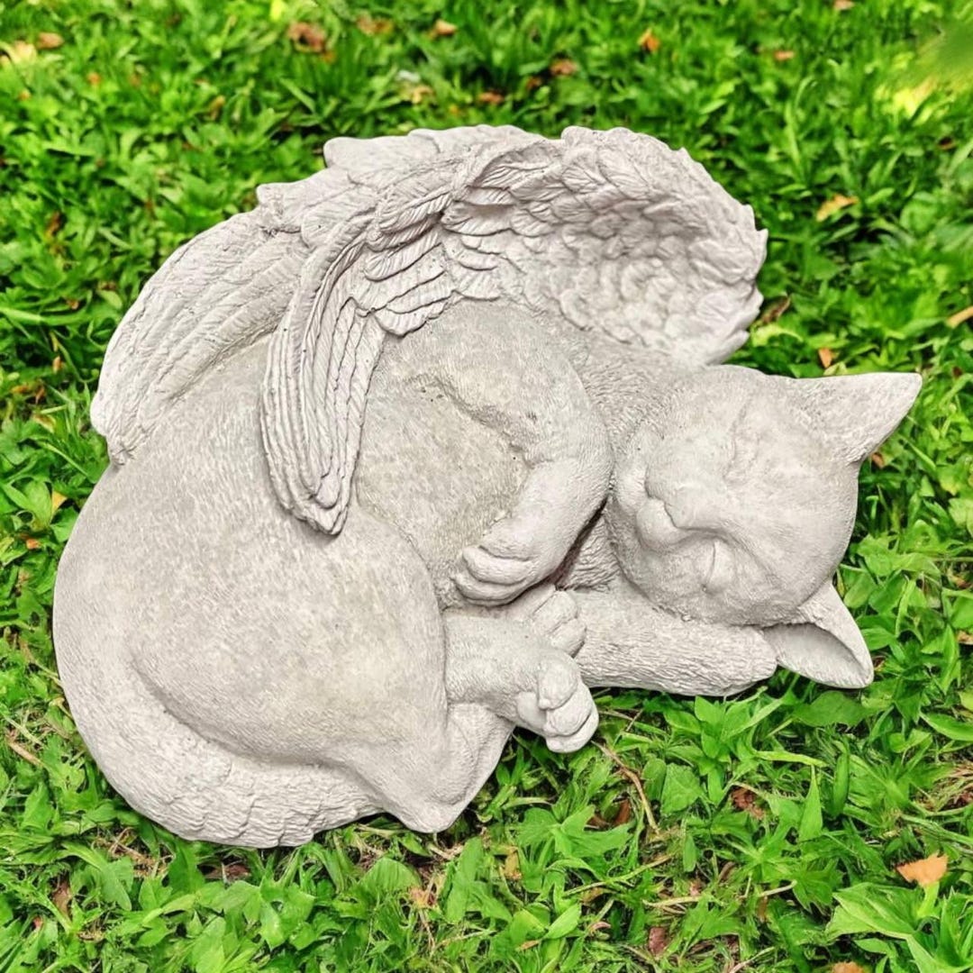 Cat Statue, Sleeping Cat, Garden Figure, Pet Memorial, Outdoor ...