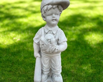 Baseball Boy, Concrete Boy, Child Statue, Boy on Bench, Garden Kid, Boy ...