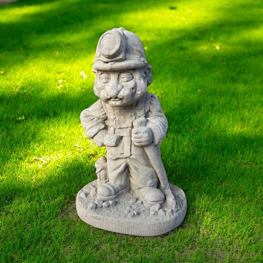 Coal Miner, Stone Statue, Standing Man, Working Miner Figure, Old ...