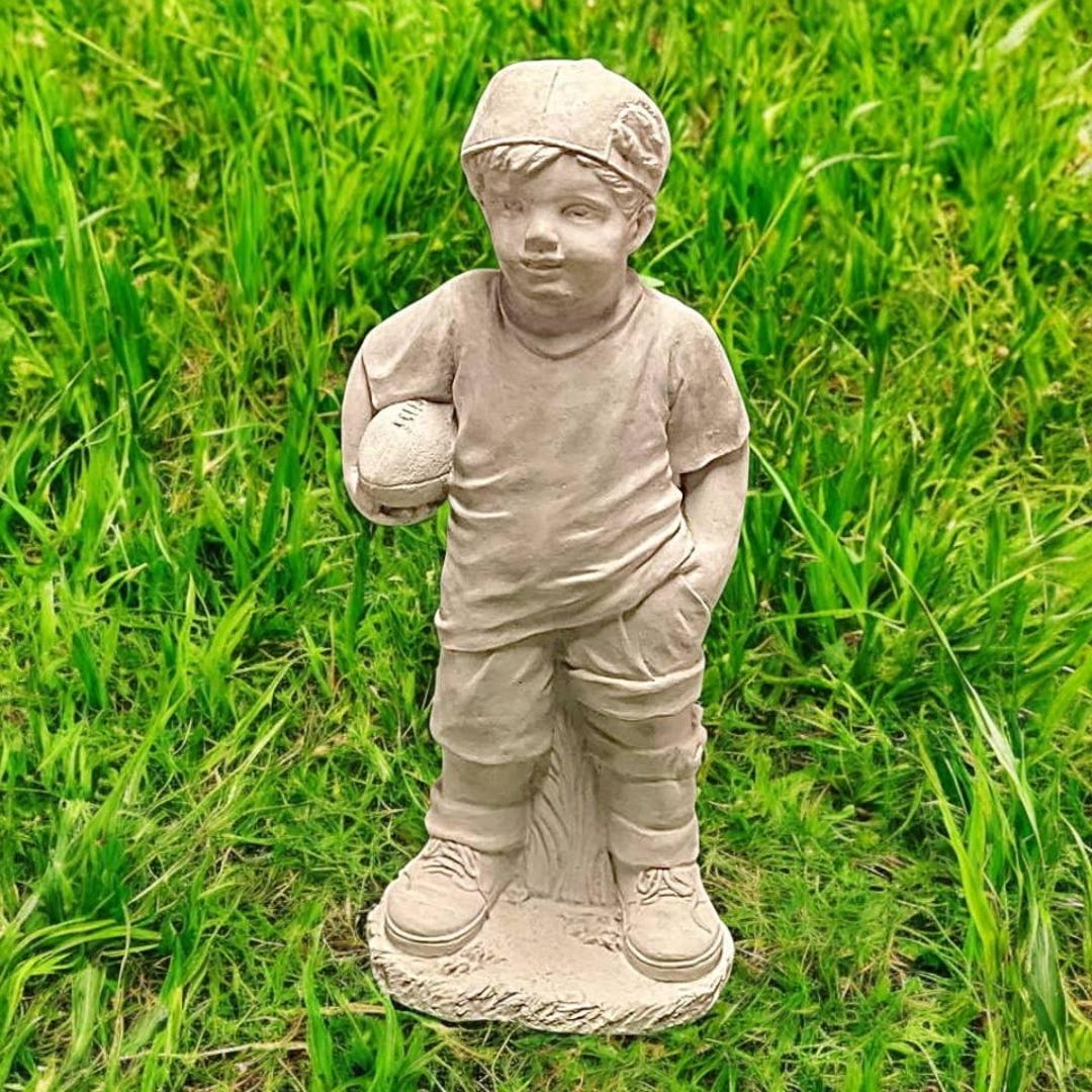 Boy Memorial, Soccer Player Statue, Stone Kid, Yard Figure, Boy With ...