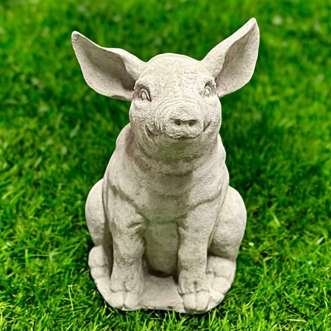 Wilbur Pig, Sitting Piglet, Massive Figure, Stone Statuary, Cement Pig ...