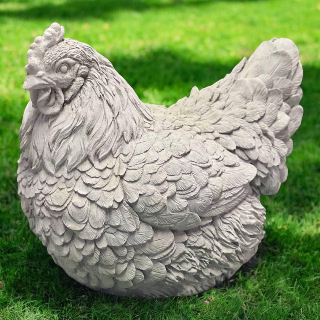 Hen Chicken, Bird Figure, Farm Statue, Stone Hen, Sitting Chicken ...