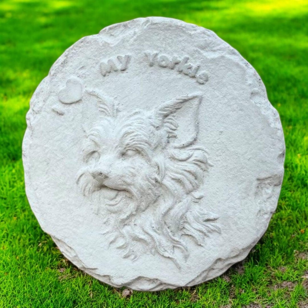 I Love My Yorkie, Beloved Dog, Stone Figurine, Memorial Figure, Garden ...