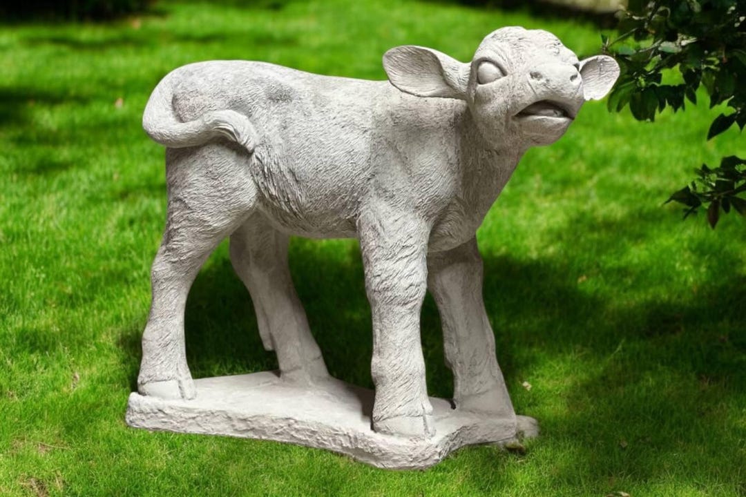 Cow Statue, Garden Calf, Farm Animal, Outdoor Figure, Calf Sculpture ...