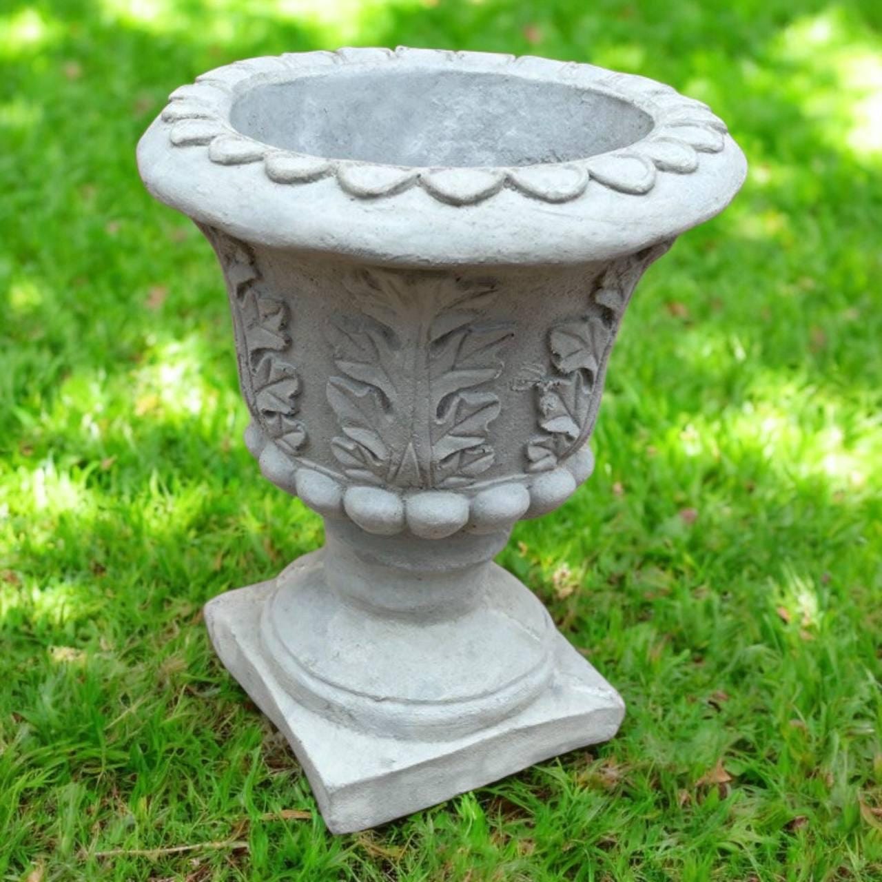 Cemetery Urn, Planter Statue, Outdoor Sculpture, Cement Vase Flowers ...