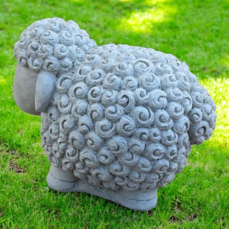 Concrete Sheep, Lamb Statue, Farm Animal, Outdoor Sculpture, Yard Sheep ...