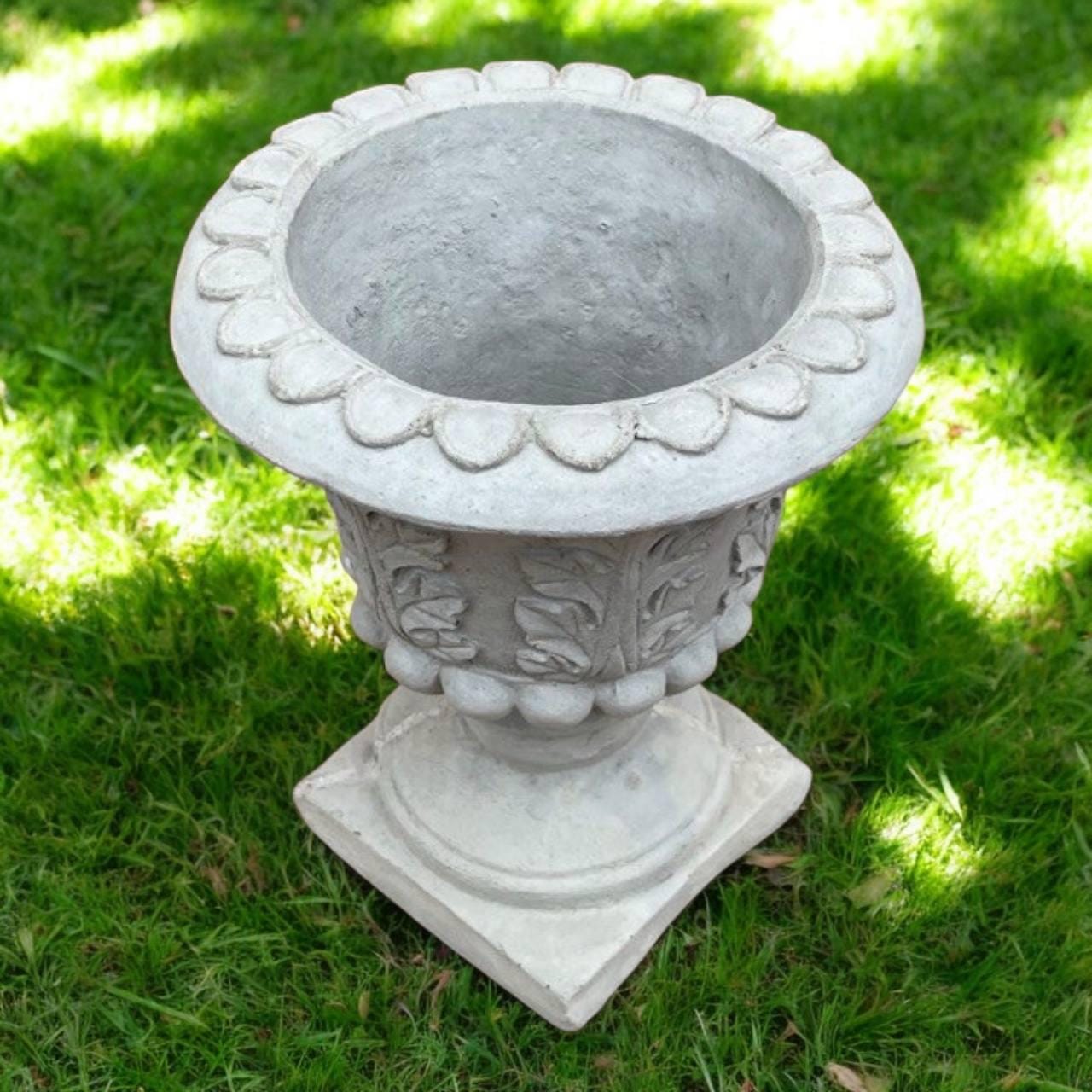 Cemetery Urn, Planter Statue, Outdoor Sculpture, Cement Vase Flowers ...