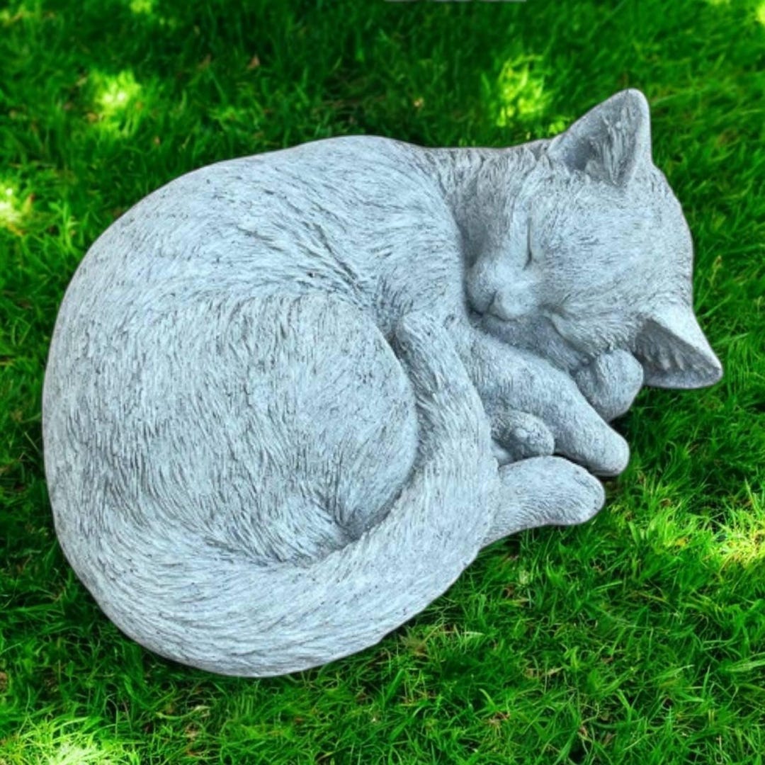 Realistic Stone Cat, Pet Memorial, Cement Cat Figure, Garden Sculpture ...