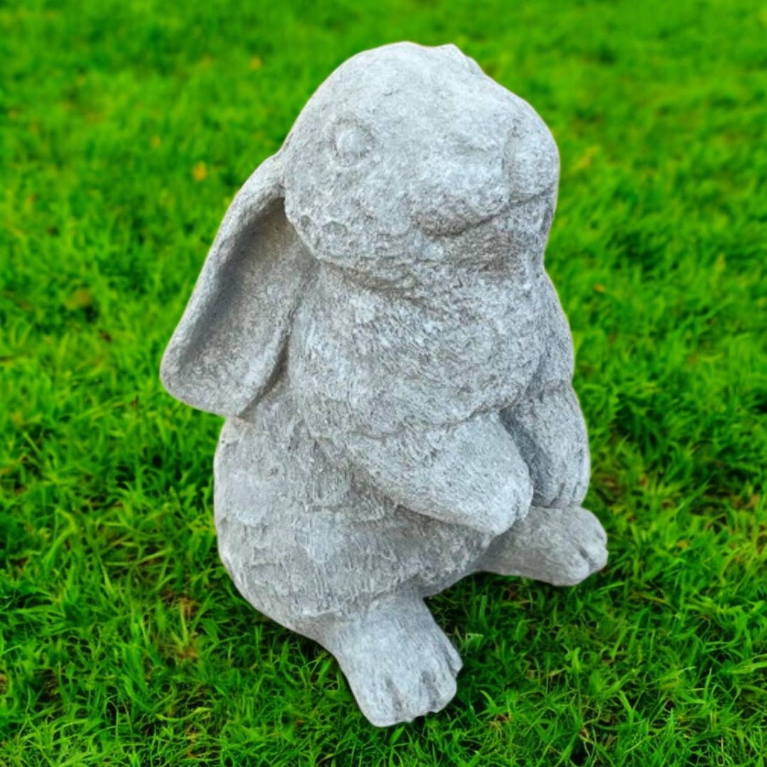 Lop Rabbit, Bunny Statue, Furry Figurine, Cement Decoration, Yard ...