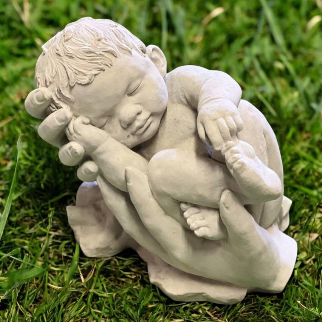 Hands Figure, Newborn Figurine, Concrete Statue, Sleeping Baby, Baby ...