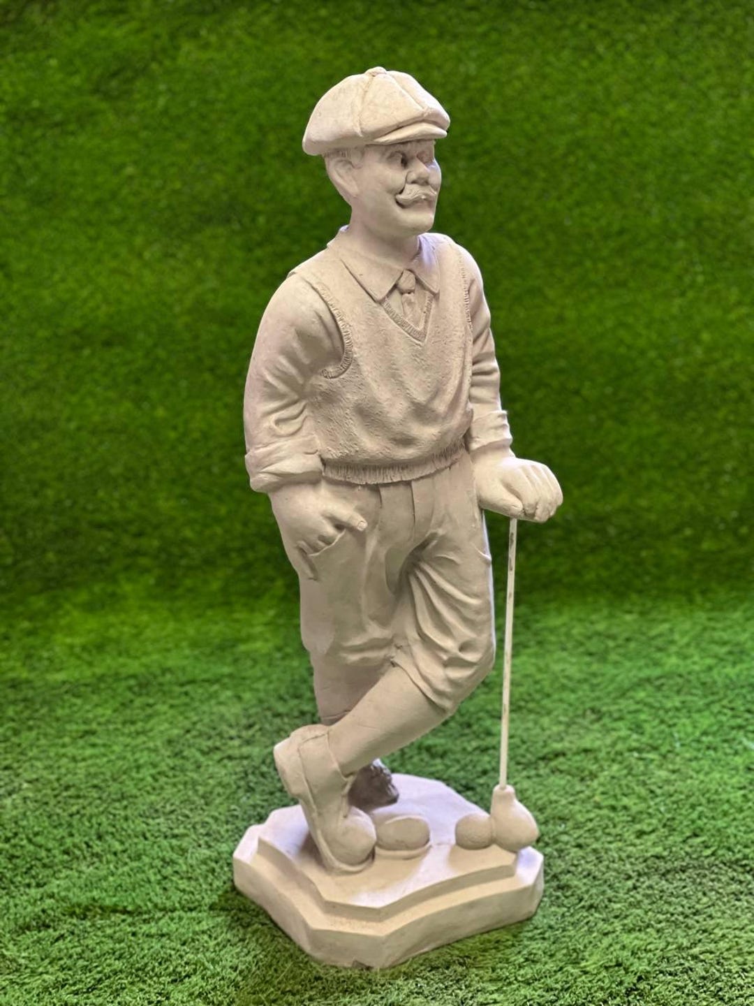 Golfer Statue, Standing Man, Man on Base, Garden Figure, Cement ...