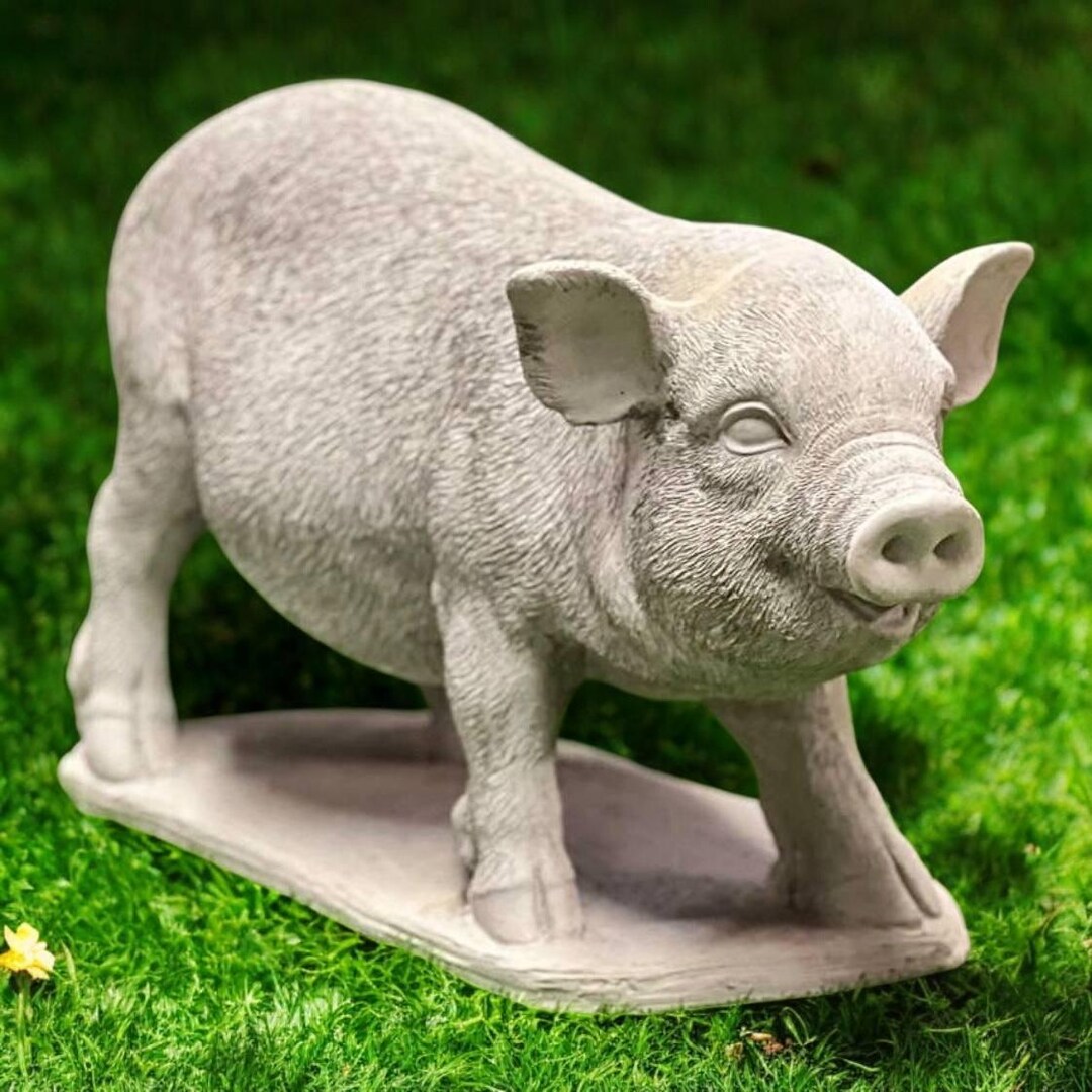 Standing Pig, Massive Statue, Stone Figure, Piglet Farm Animal ...