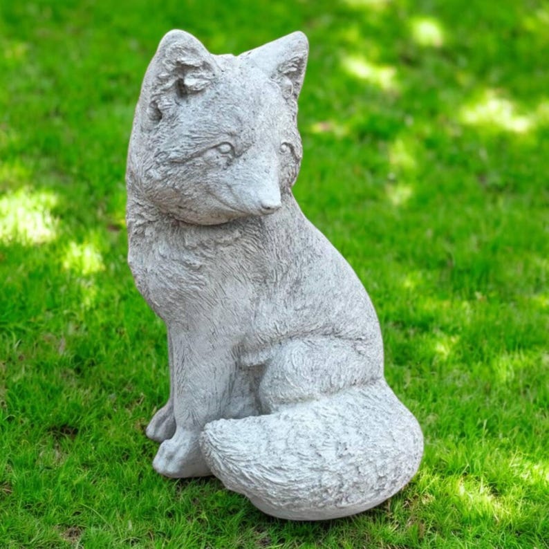 Fox Statue, Sitting Animal, Stone Fox, Forest Animal, Garden Figure ...