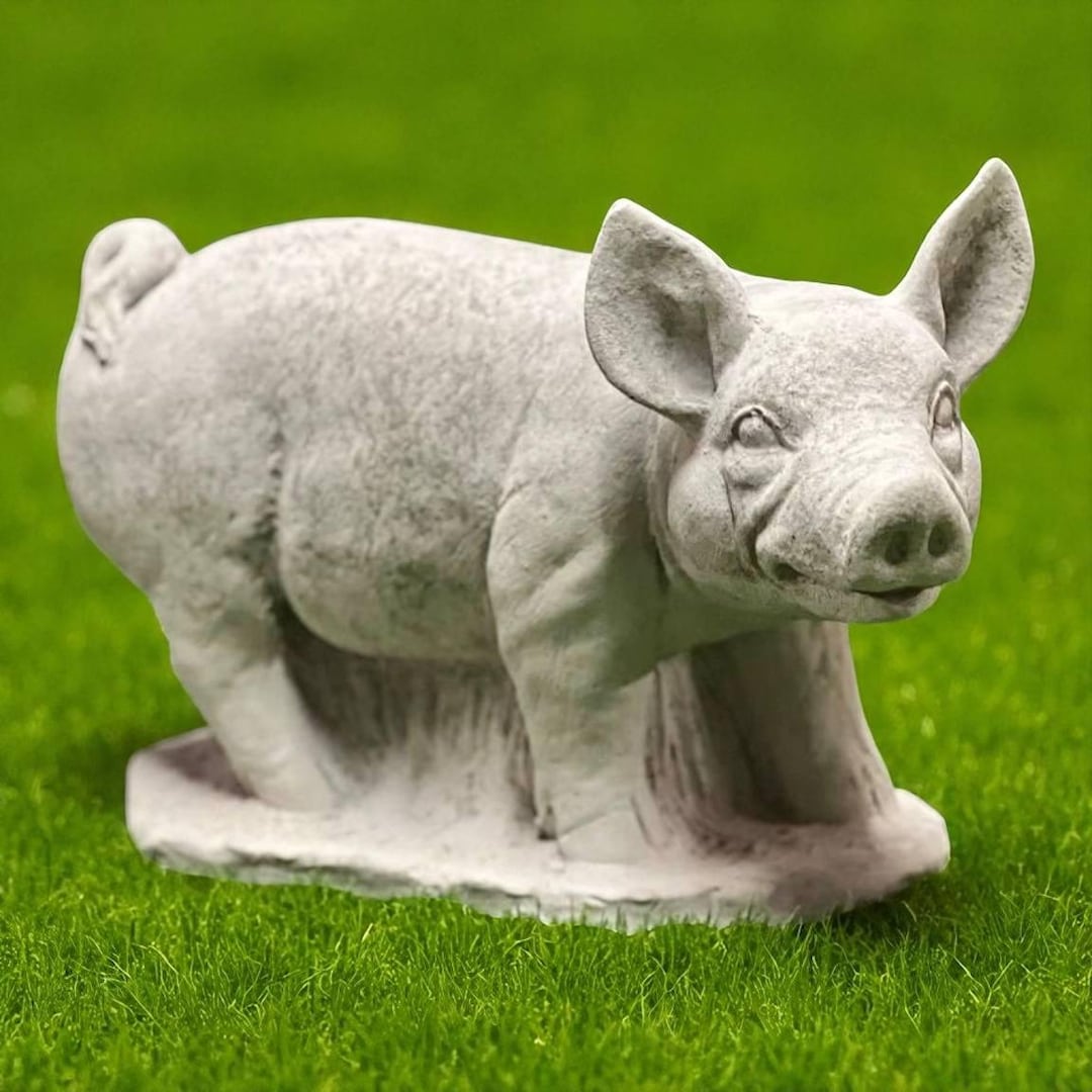 Standing Pig, Yard Figure, Stone Pig, Piglet Statue, Potbelly Figurine ...