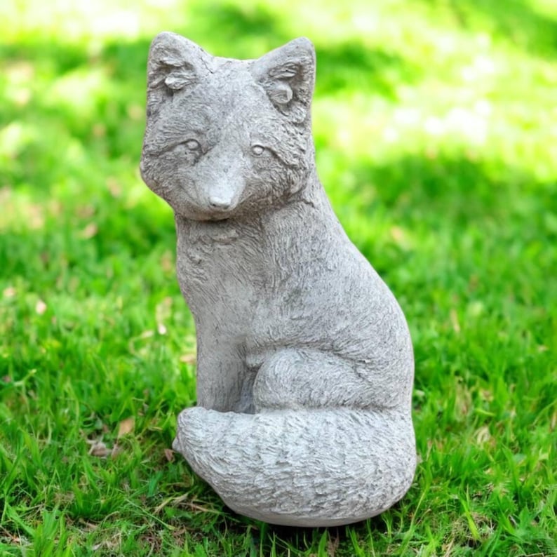 Fox Statue, Sitting Animal, Stone Fox, Forest Animal, Garden Figure ...