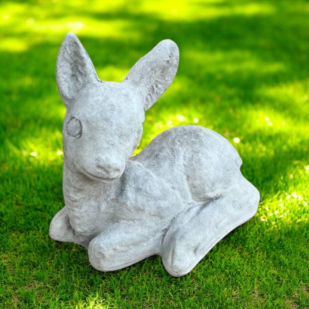 Garden Deer, Fawn Sculpture, Cement Animal, Stone Statue, Outdoor ...