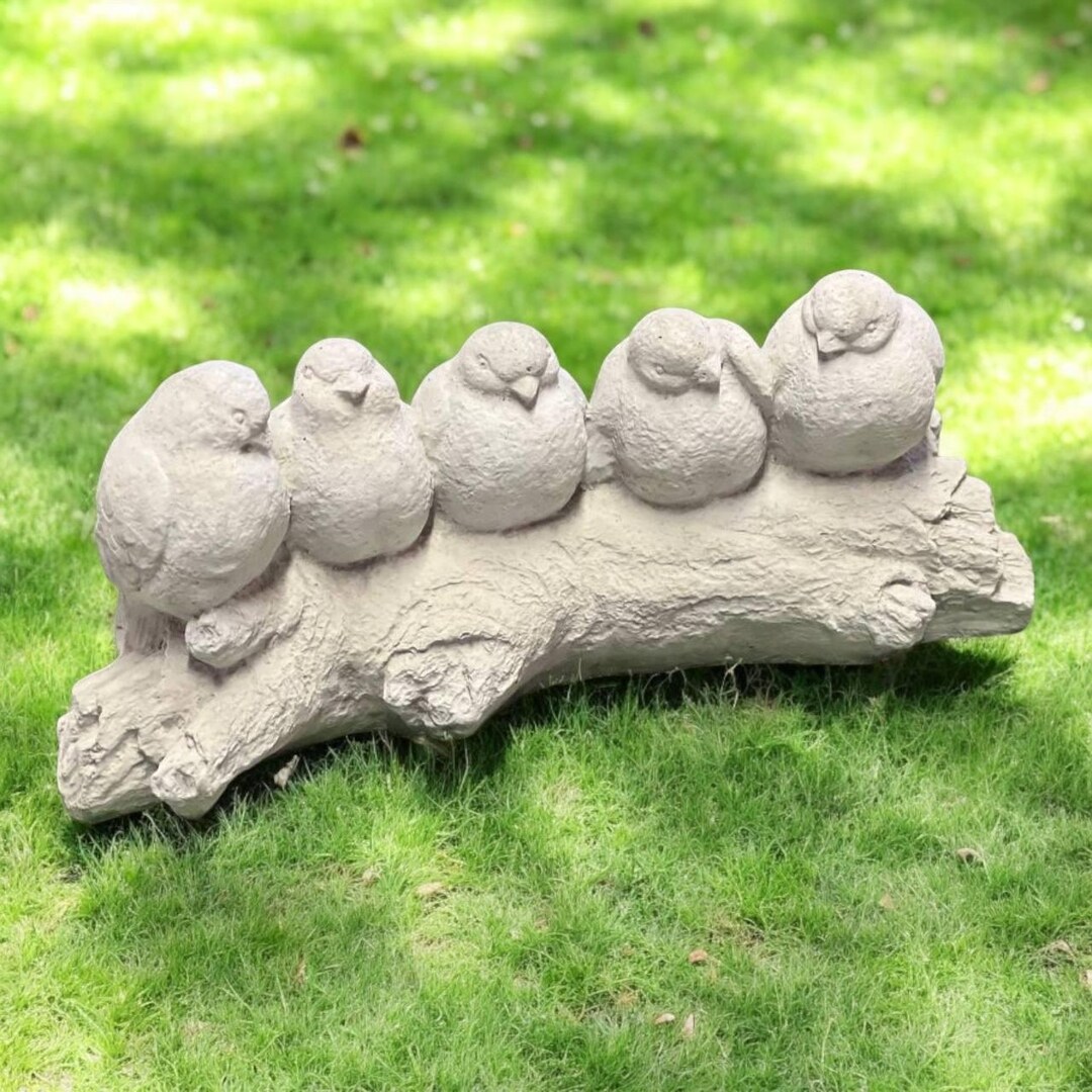 Five Cardinals, Concrete Birds, Stone Statue, Cardinals on Branch ...