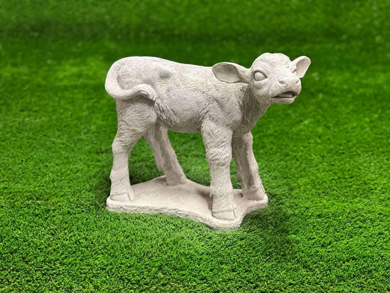 Cow Statue, Garden Calf, Farm Animal, Outdoor Figure, Calf Sculpture ...