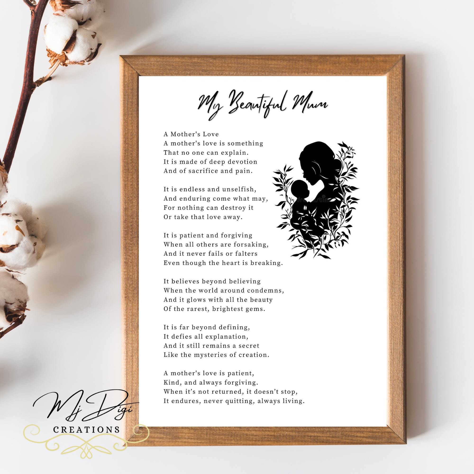 Mother’s Day Printable Poem | Mum Wall Art | Instant Download Gift | A ...