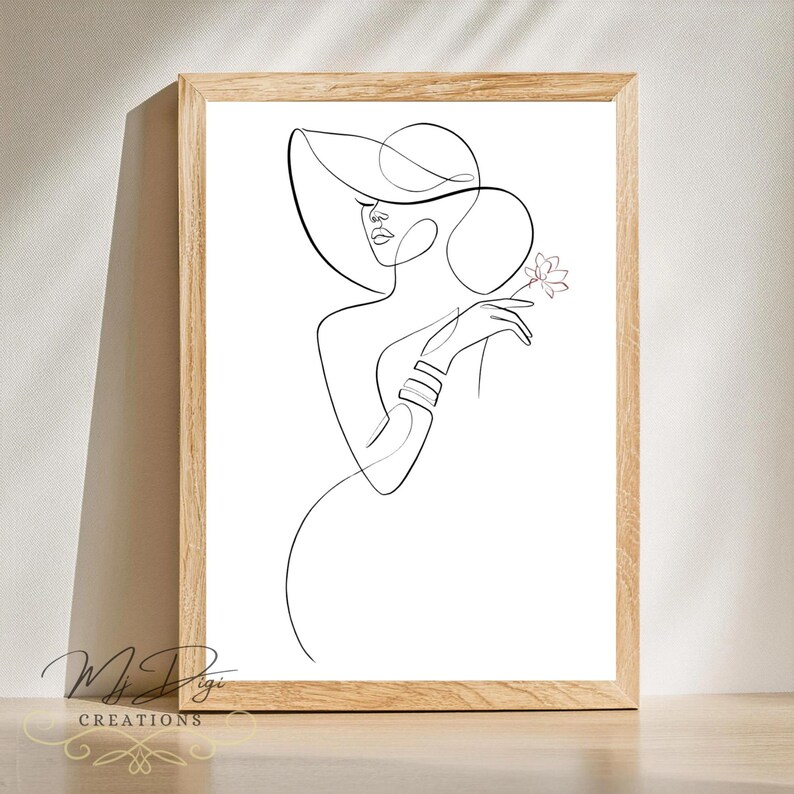 Feminine Elegance Line Drawing | Classy Woman Print | Digital Art - Etsy