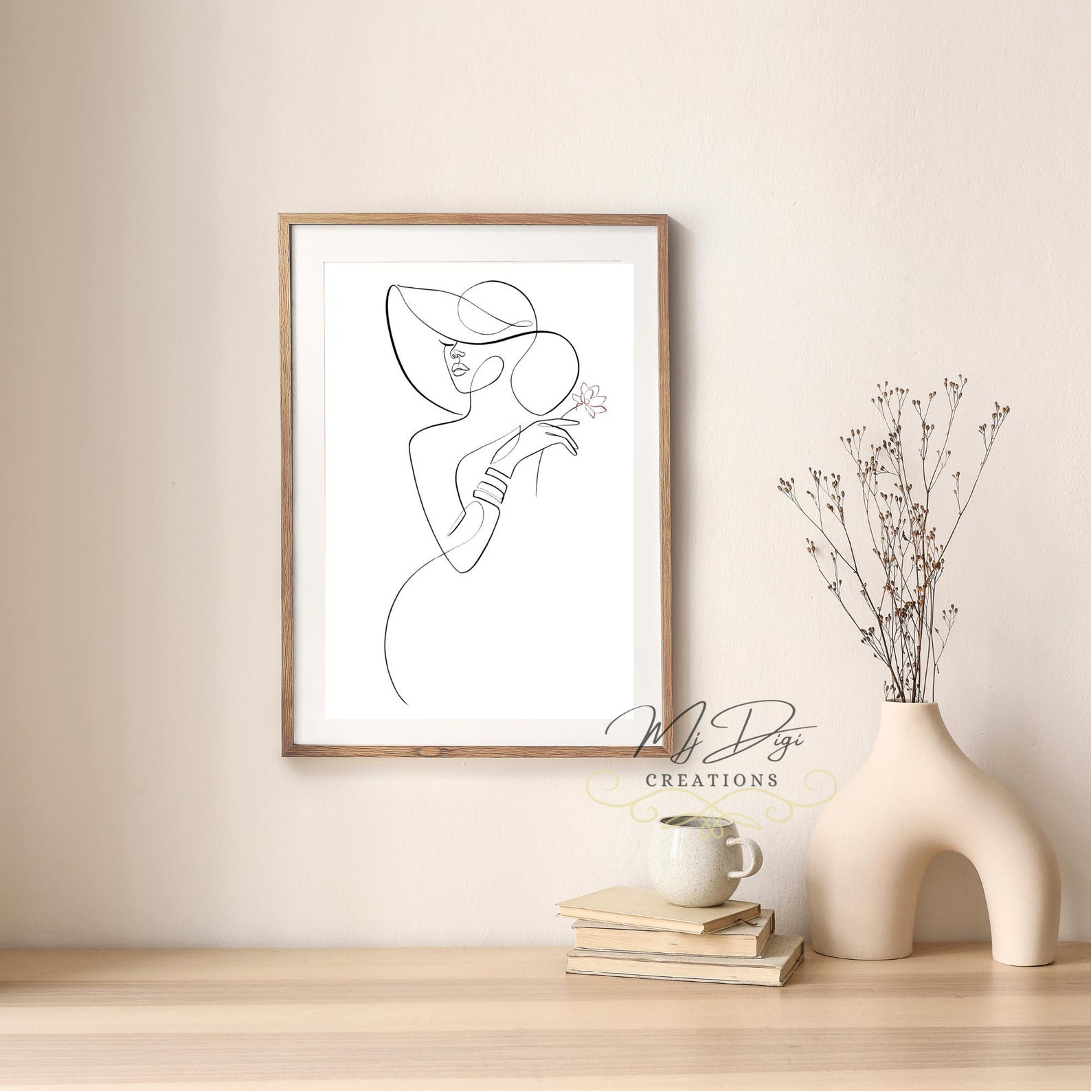 Feminine Elegance Line Drawing | Classy Woman Print | Digital Art - Etsy