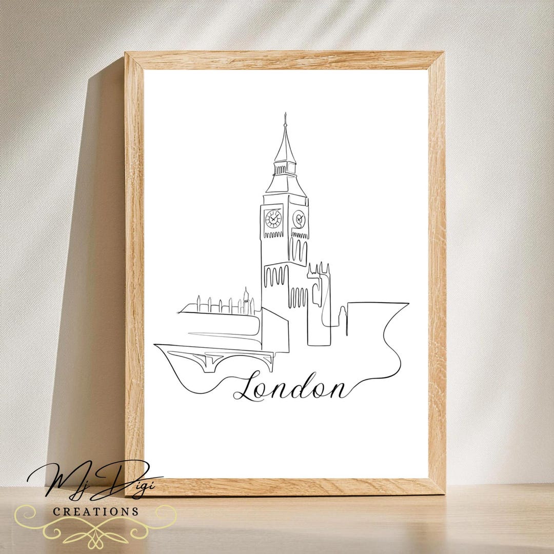 London Skyline Line Art | Big Ben & Westminster Print | Minimalist One ...