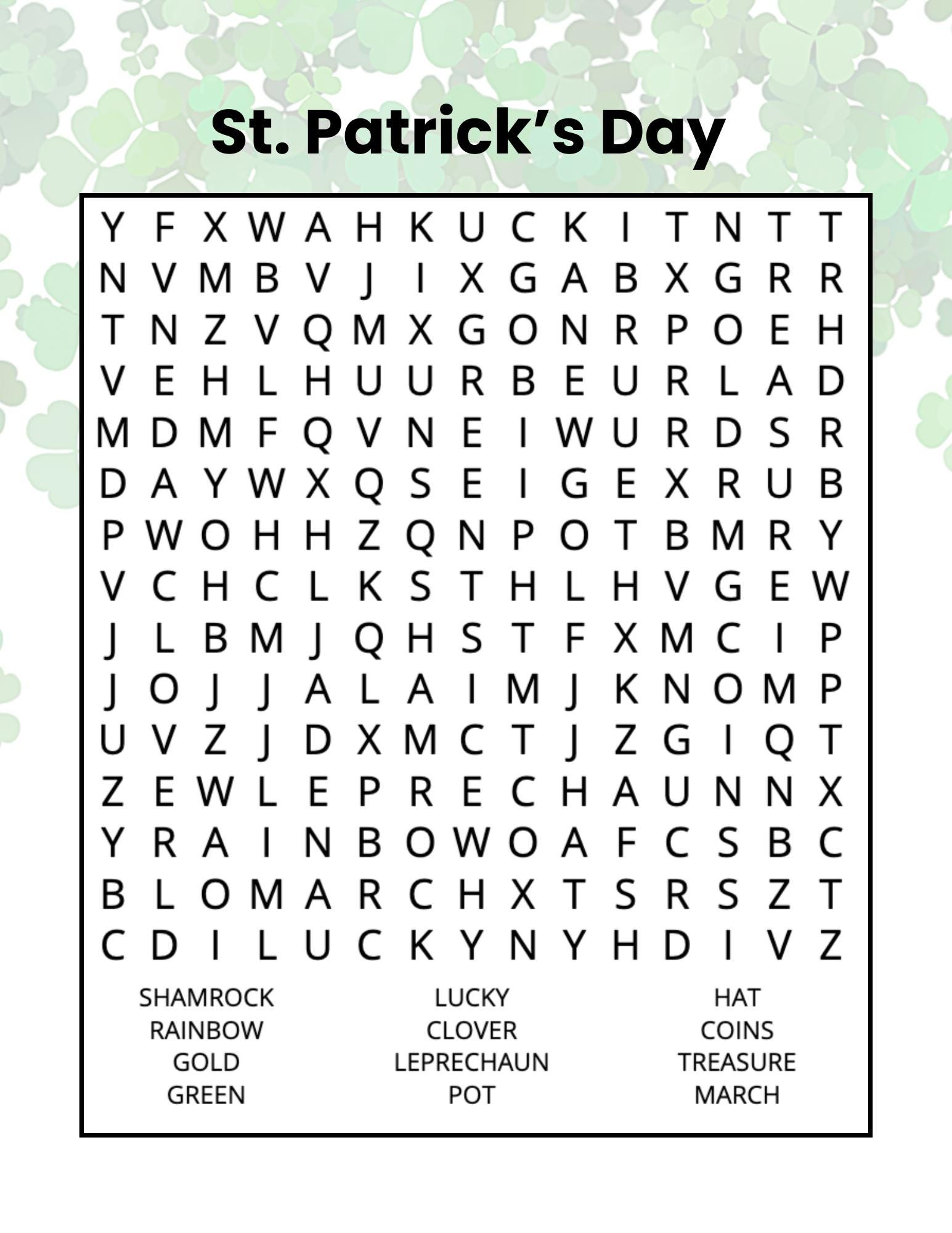 St. Patrick’s Day 3 Word Searches Printable - Fun Holiday Activity for ...