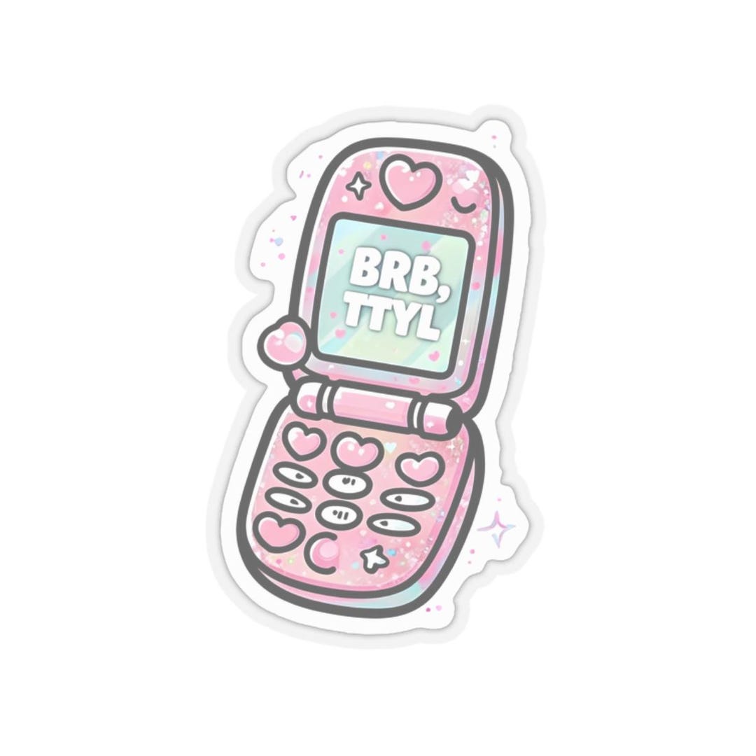 Y2K Flip Phone Stickers, Cute Pastel Hearts Text Bubbles, BRB, TTYL ...