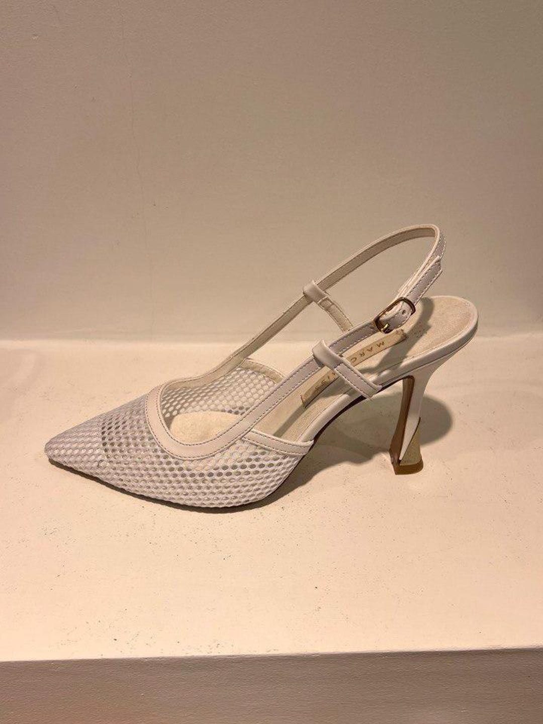 White Tulle-strass Slingback Wedding Shoes, White Bridal Shoes, Unique ...