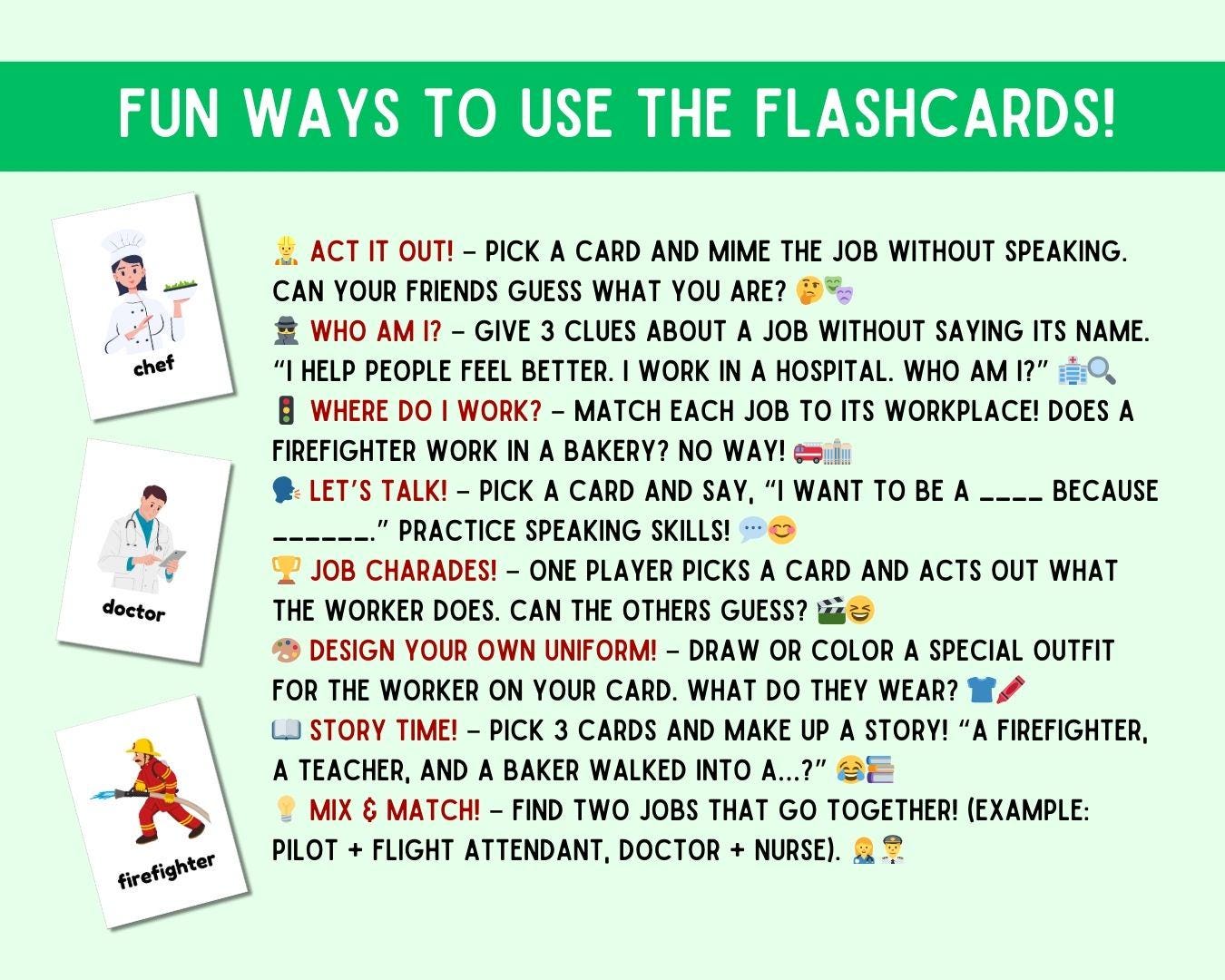 Occupations Flashcards, Community Helpers Flashcards, Jobs for Kids ...