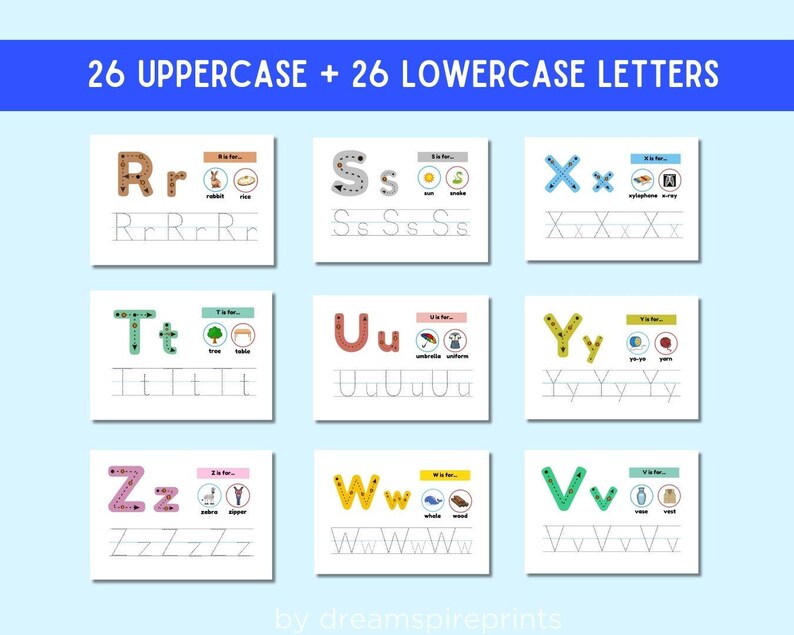Alphabet Tracing Worksheets, A-Z Uppercase & Lowercase, Letter Tracing ...