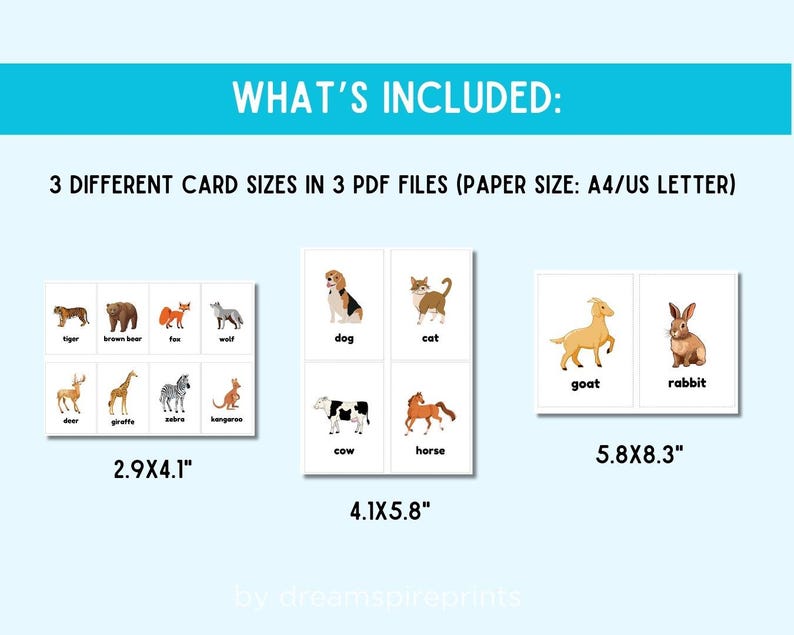 112 Animal Flashcards, Printable Kids Learning Cards, Preschool ...