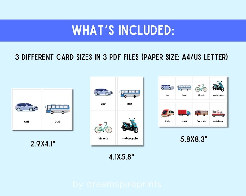 Transportation Flashcards for Kids, Montessori Learning, Toddler ...