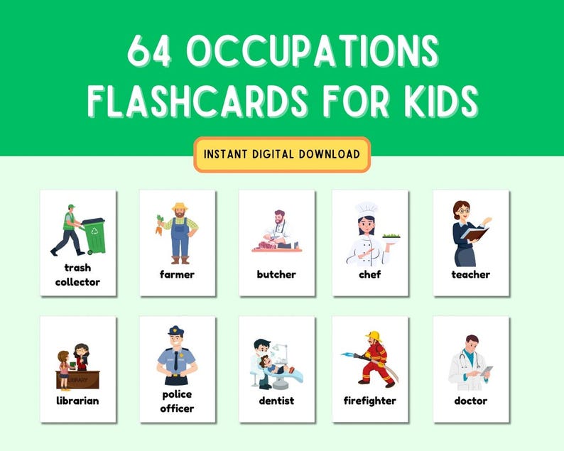 Occupations Flashcards, Community Helpers Flashcards, Jobs for Kids ...
