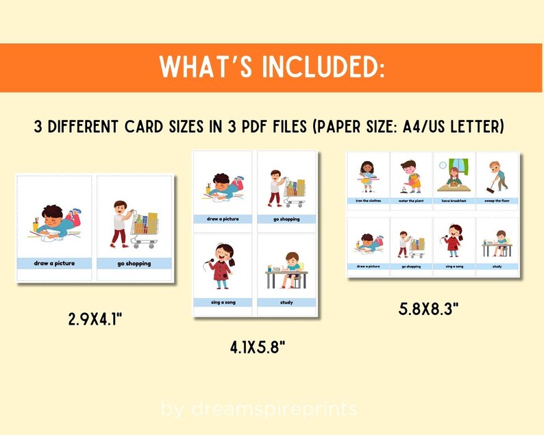 48 Daily Routine Flashcards for Kids, Action Verb Flash Cards, Morning ...