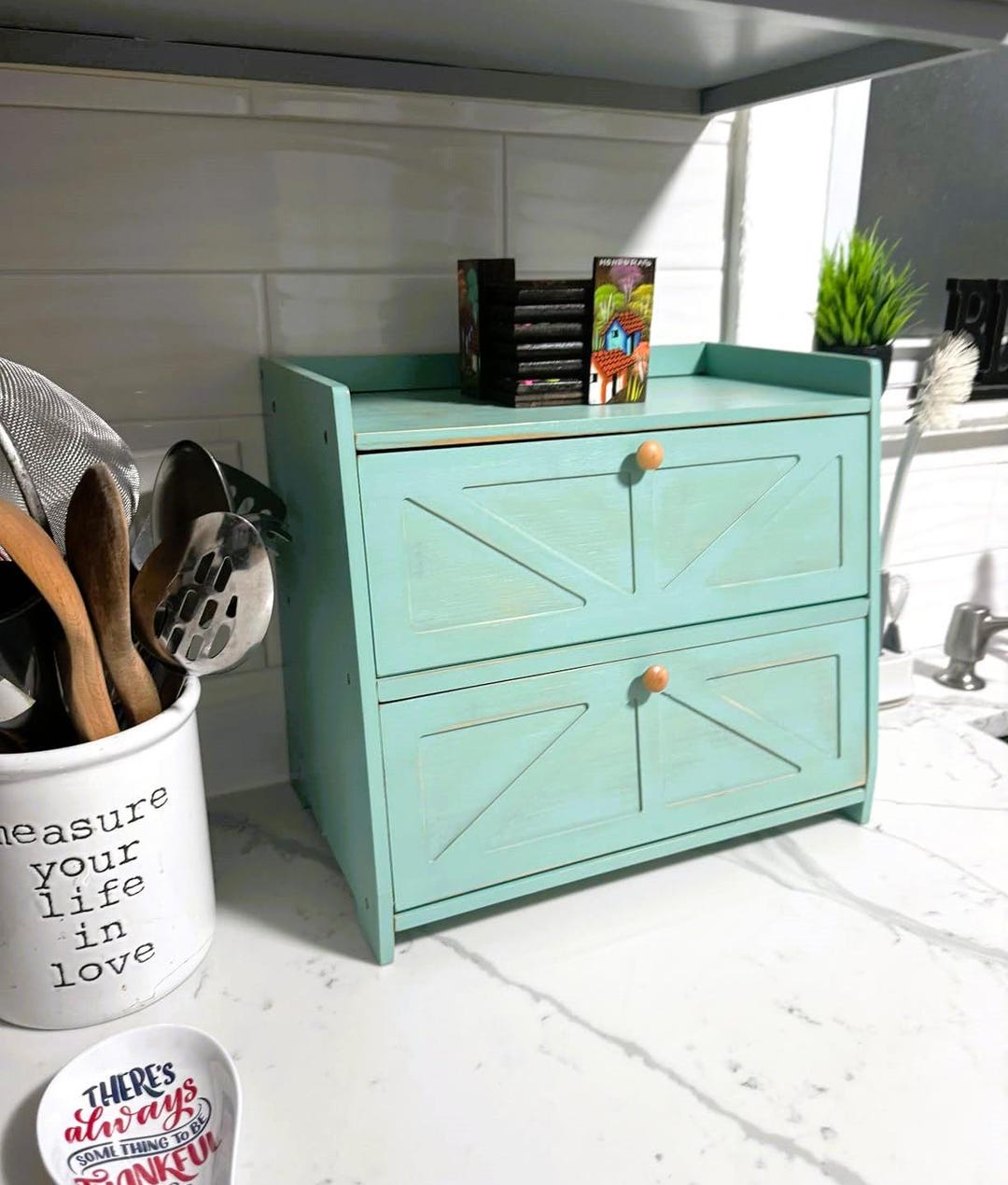 Wooden Double Layer Vintage Bread Box | Kitchen Bread Box | Antique ...