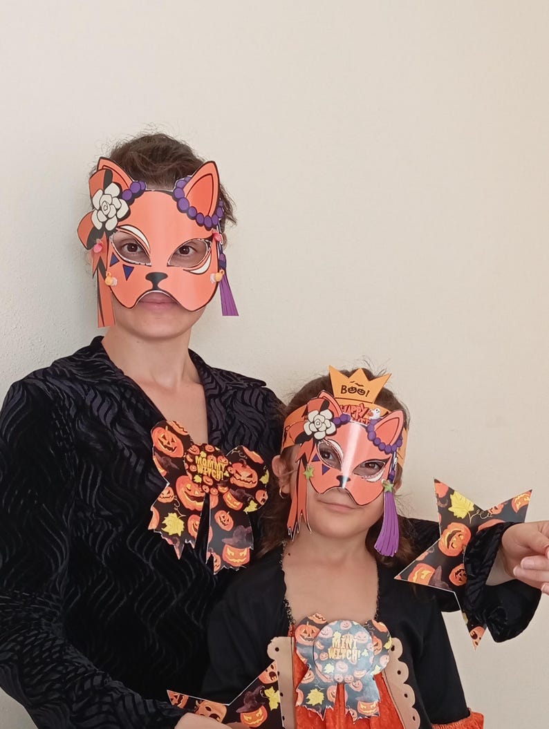 Halloween Printable Girl Masks for Kids, 2 Sizes (2–9 Years), DIY ...