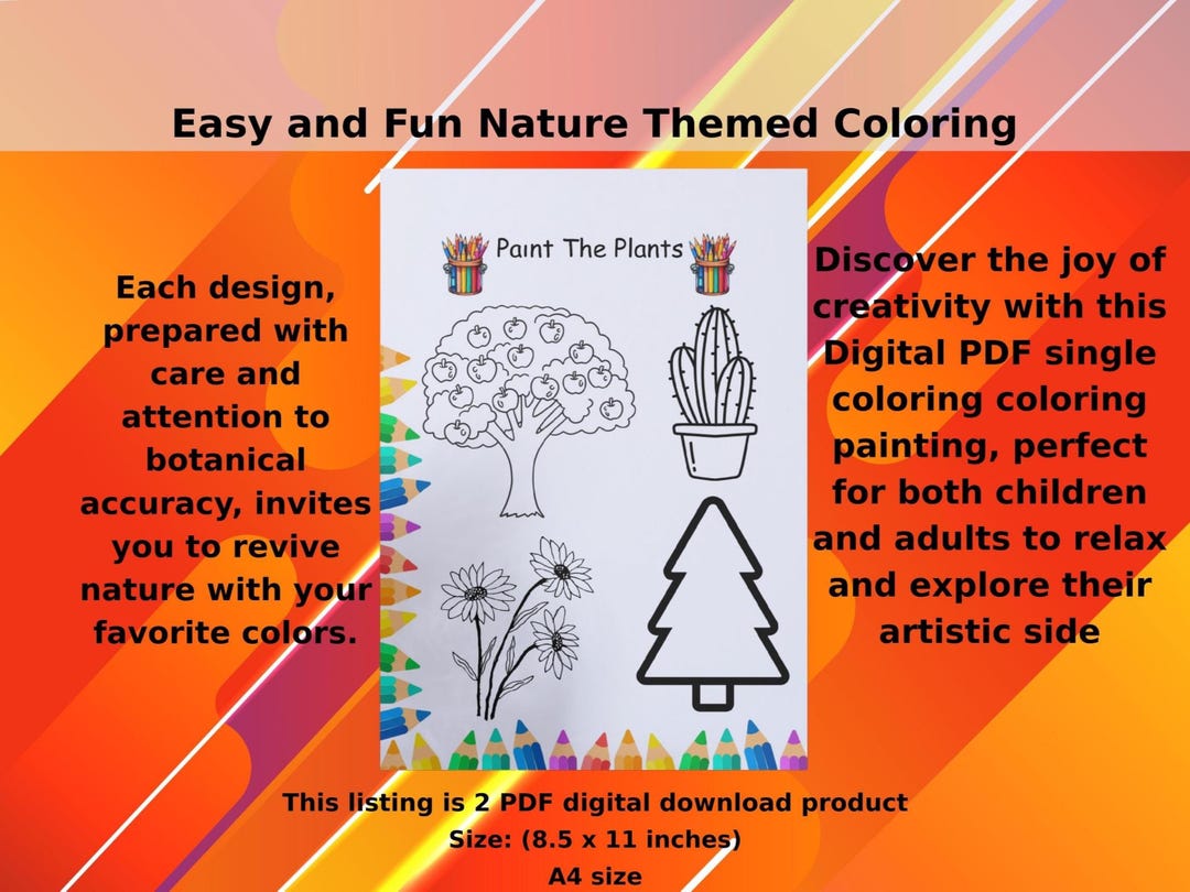 Coloring Plants Digital PDF Worksheet,one Page Plant Designs,creative ...