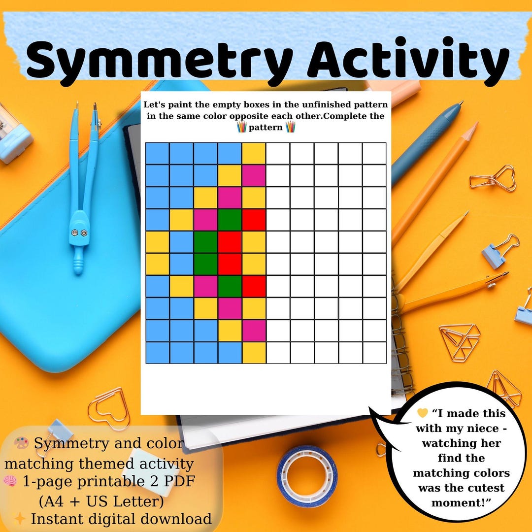 Symmetry and Color Matching Activity Pdf,creative Coloring Game for ...