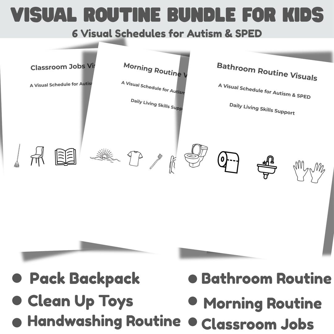 Paquete de rutinas visuales para niños con autismo, horarios visuales ...
