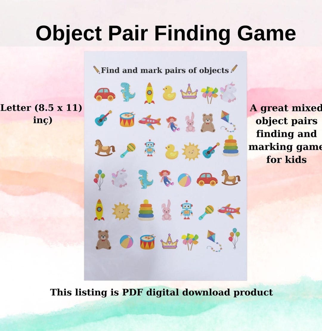 Kids' Digital PDF, Spot the Different Objects Game, Engaging Learning ...