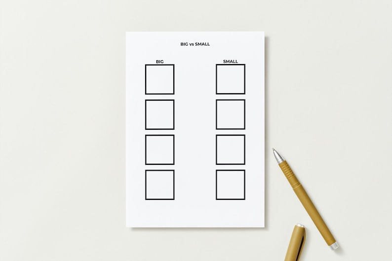 Big Vs Small Worksheets,size Comparison Activities for Preschool ...