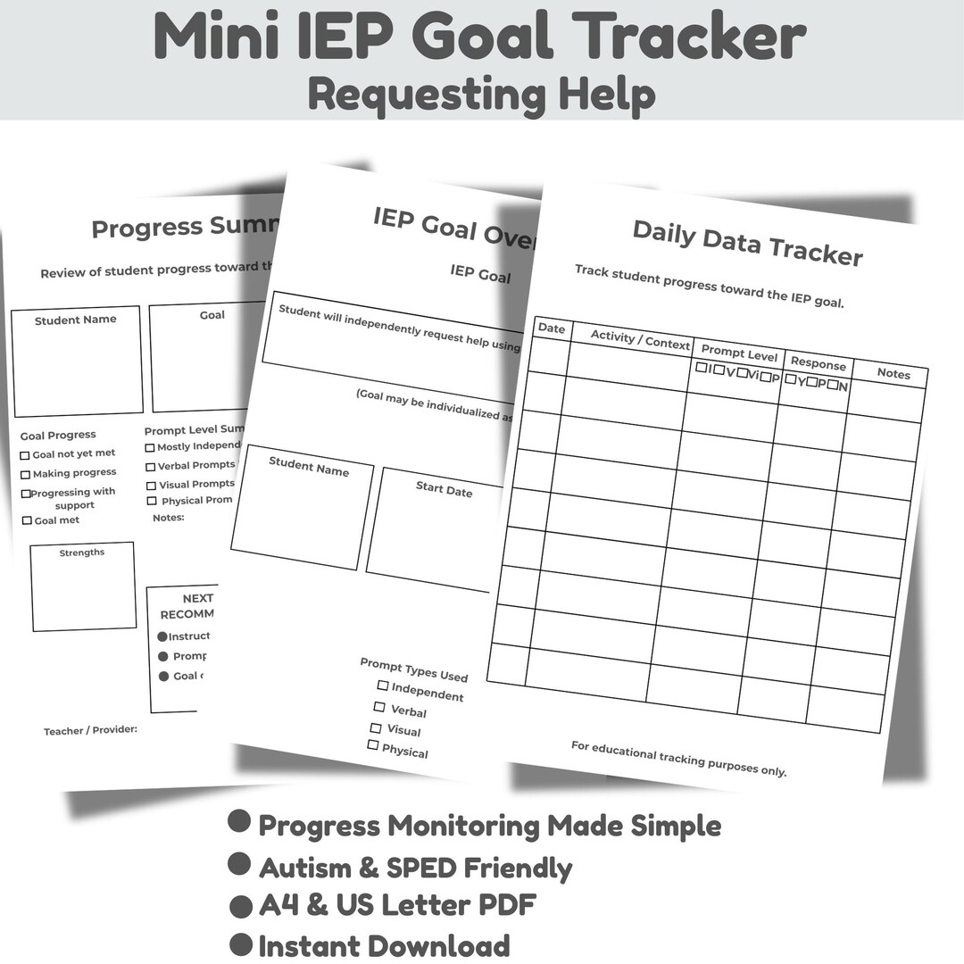 Mini IEP Goal Tracker – Requesting Help,autism & SPED Data Tracking ...