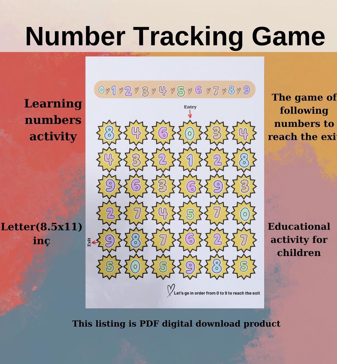 Number Tracing Game in Sequential Order,follow-up Activity for Colorful ...