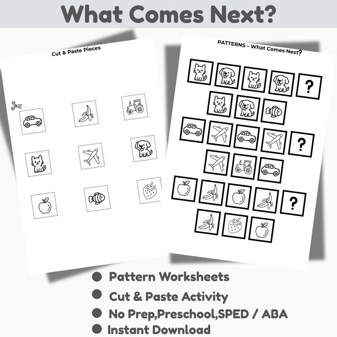 Patterns Worksheets,what Comes Next Cut and Paste,ab Abc Patterns ...