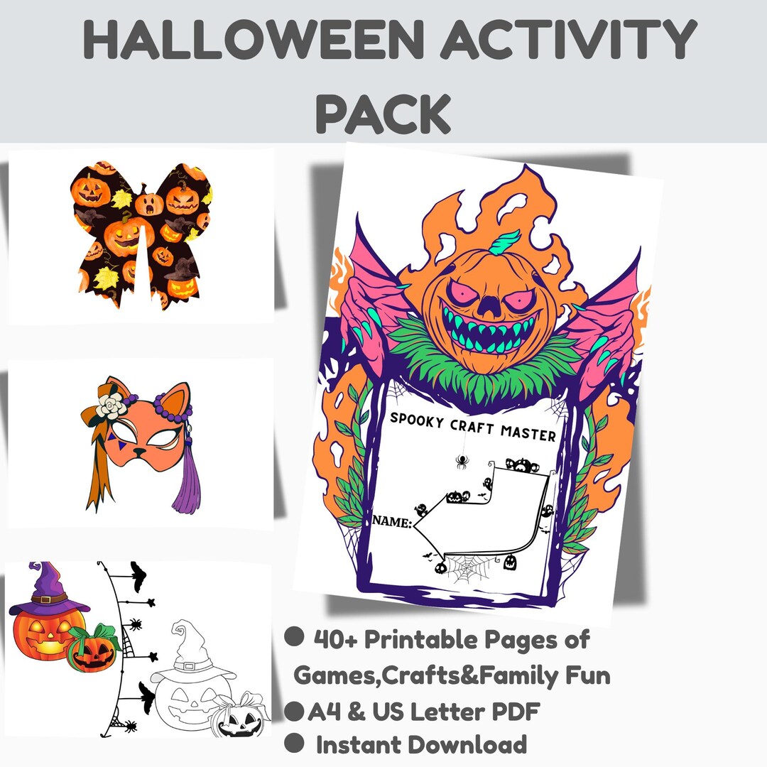Halloween Games,activity Pack,45 Printable Pages,bingo,mazes,crafts ...
