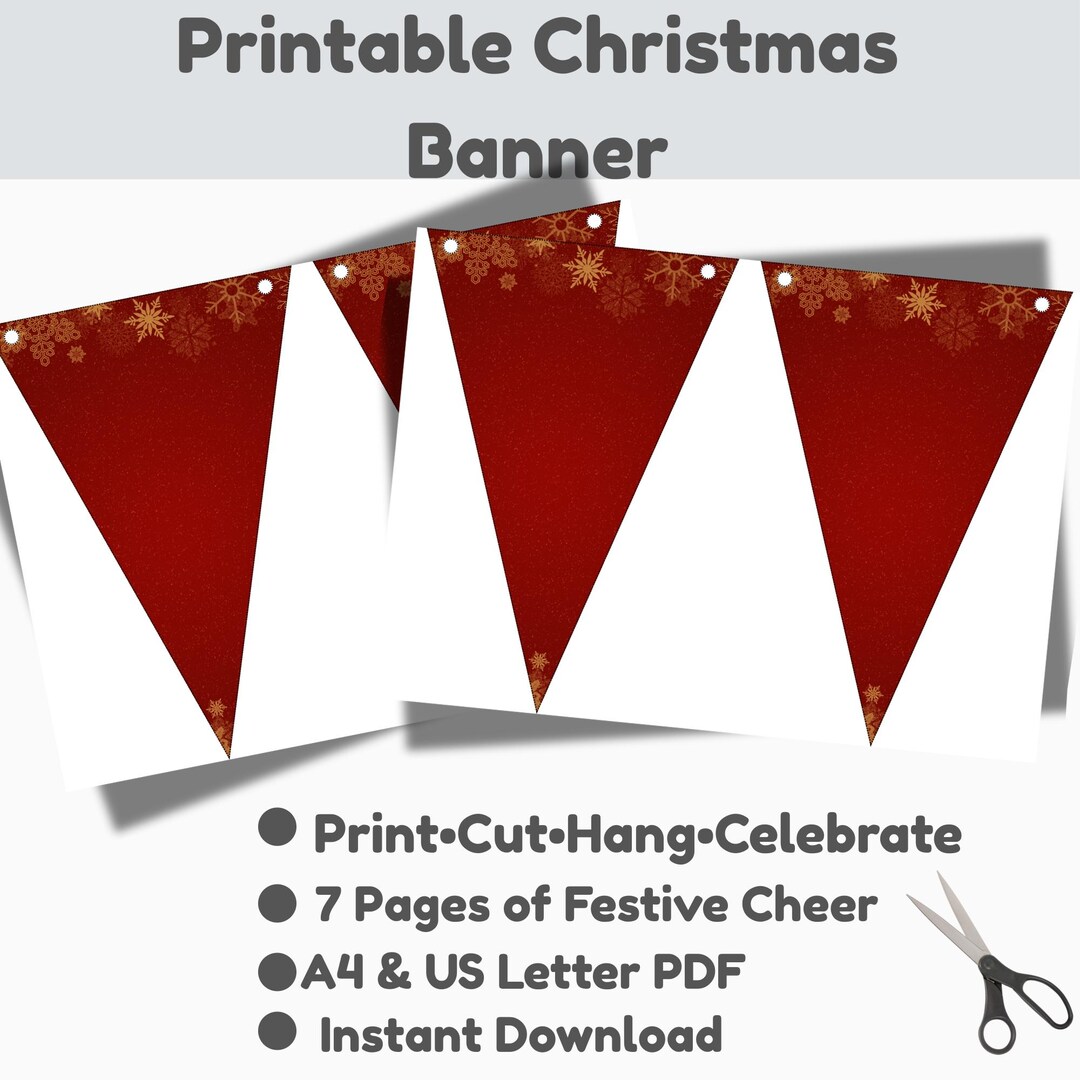 Printable Christmas Banner,merry Christmas Garland Pdf,holiday Party ...