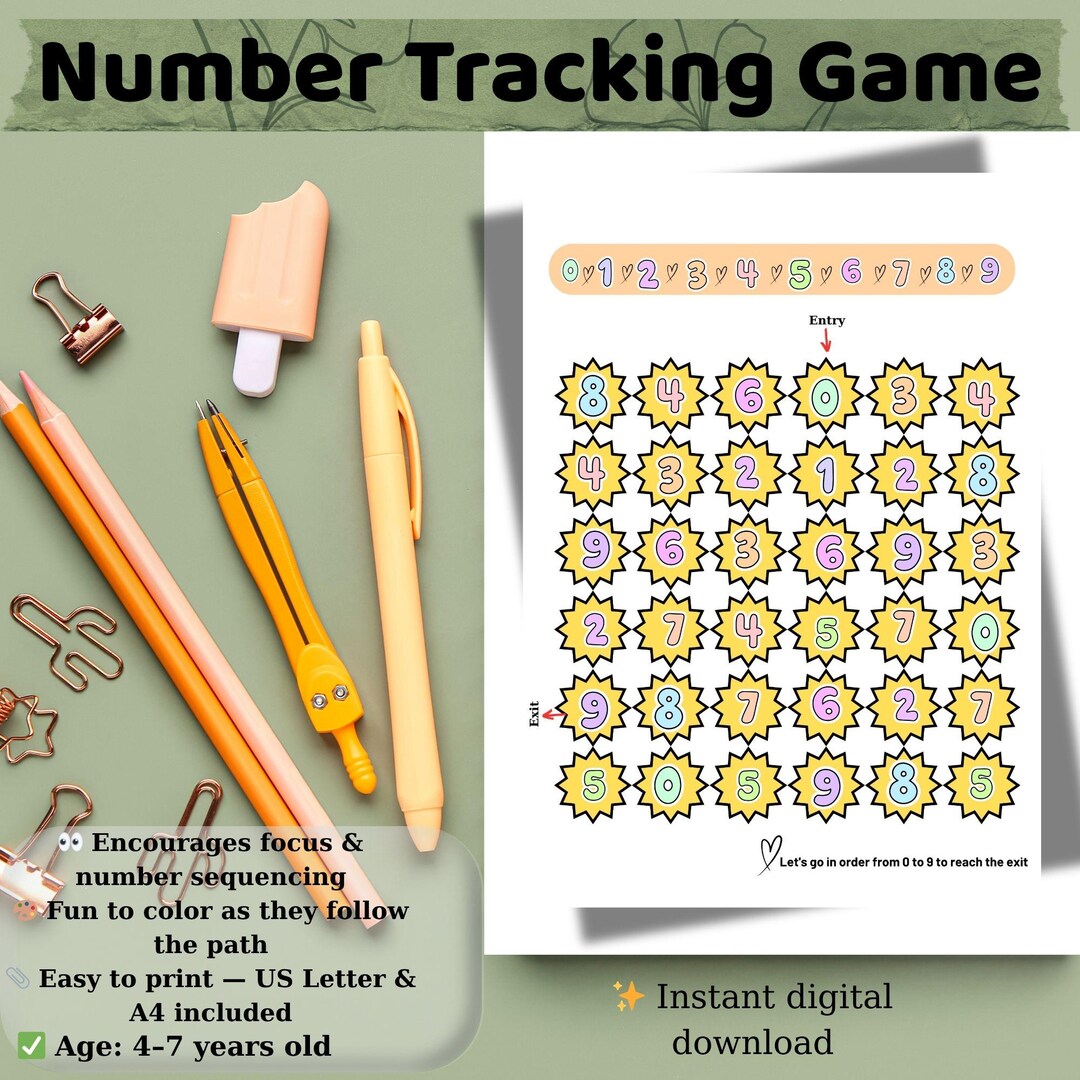 Colorful Number Maze Game for Kids,fun PDF Activity to Build Focus and ...