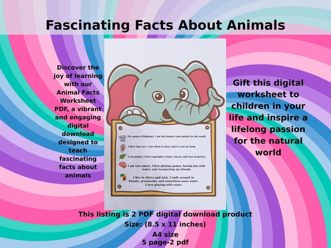 Animal Facts Worksheet Pdf,engaging Colorful PDF With Fun Visuals for ...